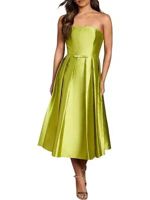Coast Scalloped Strapless Midi Dress - Chartreuse