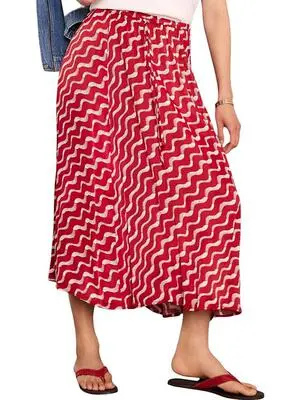 Mint Velvet Satin Printed Maxi Skirt - Red