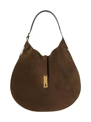 Polo Ralph Lauren POLO RALPH LAUREN Large Polo Id Suede Shoulder Bag Brown
