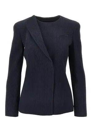 Emporio Armani Wool Blazer Jacket - Blue