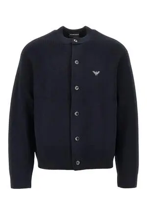 Emporio Armani Wool Zipped Cardigan - Blue