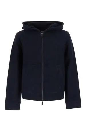 Emporio Armani Wool Blend Blouson Jacket - Blue