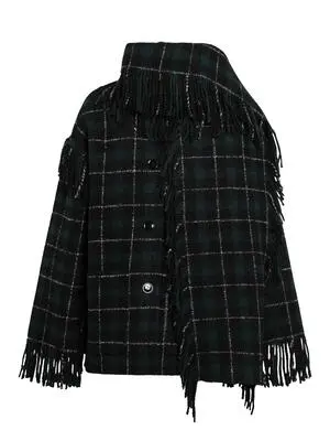 TOTEME Black/green Check Jacket With Scarf - Multicolor