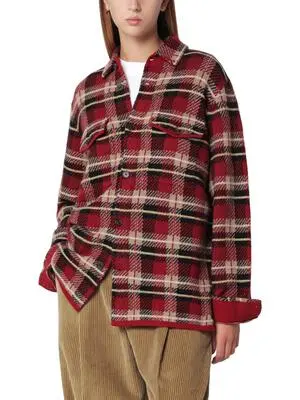 Guest In Residence Carminio Red Plaid Work Checkered Shirt In Cashmere - Multicolor