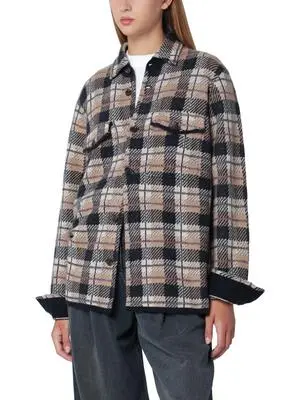 GUEST IN RESIDENCE Guest In Residence Camel-Colored Plaid Work Checkered Shirt In Cashmere Women