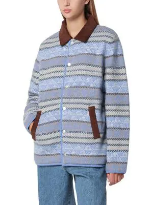 Guest In Residence Blue Western Industry Jacket With Jacquard Pattern - Multicolor