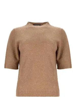 Fabiana Filippi Maglia In Lana Misto Seta E Cashmere - Beige