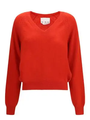SA SU PHI V Neck Sweater - Red
