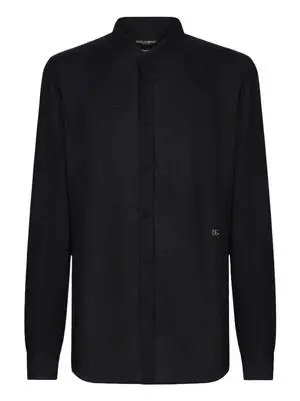 Dolce & Gabbana Dolce Gabbana Logo-plaque Long-sleeved Buttoned Shirt - Black