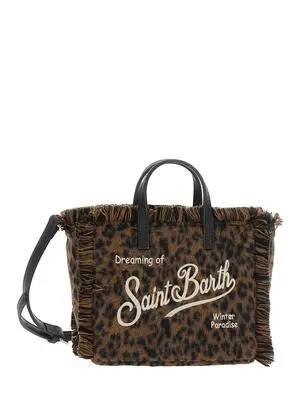 MC2 SAINT BARTH Mini Handbag With Felt And Leopard Details - Brown