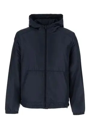 Aspesi Tech Fabric Front Zip Jacket With High Collar And Side Pockets For - Blu