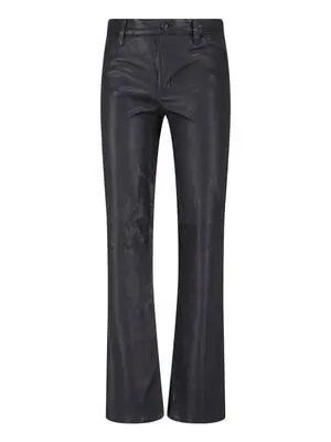 FRAME Leather Flared Trousers - Black
