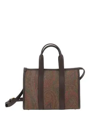 Etro Arnica Mini Handbag In Paisley Canvas With Adjustable & Removable Strap - Brown