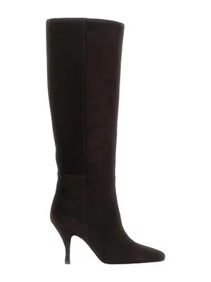 SEMICOUTURE Lucinda Knee-high Eco-suede Boots With Rounded Toe And Side Zip - Brown