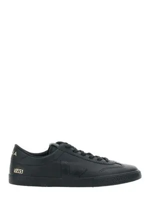 VEJA Low-top Leather Sneakers With Embossed Side Logo And Rear Lettering - Black