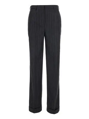 SEMICOUTURE Lola Stripe Wool-blend Regular-fit Pants For - Grey