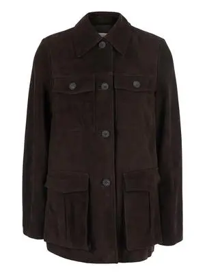 SEMICOUTURE Semicouture 'Penny' Suede Jacket With Classic Collar And Patch Pockets