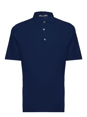 GAUDENZI 100% Cotton Classic Collar Polo Shirt With Short Sleeves And Button-front - Blu