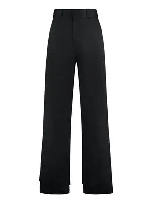 Palm Angels Cotton Cargo Trousers With Asymmetric Hem - Black