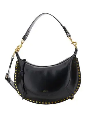 Isabel Marant Étoile Leather Shoulder Handbag With Removable Strap, Stud Detail, Embossed Logo Lettering And Top Zip Closure, 21x32x3 Cm - Black