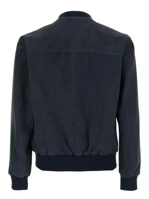 ARMA Suede Stand-up Collar Jacket With Zip Closure And Two Front Pockets - Blu