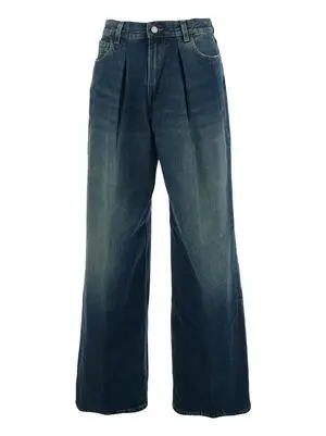 HAIKURE Haikure Faded Straight-Leg Logo Patch Back Jeans With Five-Pocket Design