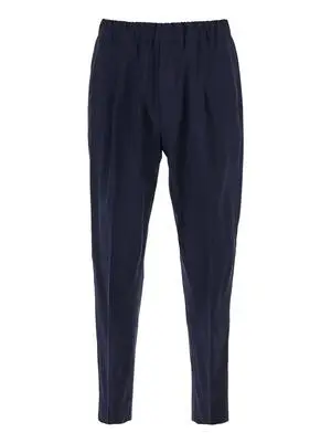 LOW BRAND Wool-blend Pants With Elastic Waist, Side Pockets & Straight Leg - Blu
