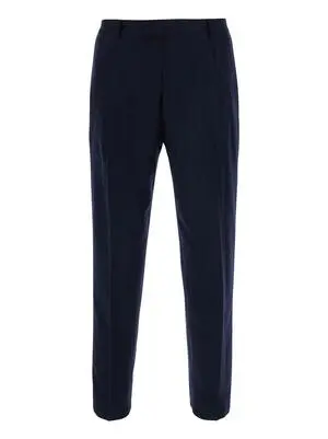 LOW BRAND Wool Blend Regular-fit Pants With Semi-elasticated Waist And Button-back Pockets - Blu