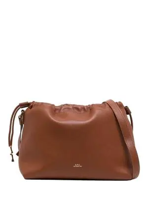 A.p.c. Louise Crossbody Handbag With Logo Lettering And Drawstring Closure - Brown