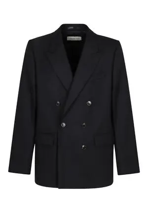 Dries Van Noten Double-breasted Wool Blazer Jacket - Blue