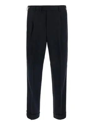 PT TORINO PT Torino Tech Fabric Pants With Belt Loops And Front Pleats Black