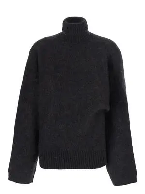 GANNI Brushed Mohair Batwing Turtleneck Sweater - Multicolor
