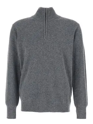 ROBERTO COLLINA Roberto Collina Men's Ribbed Wool Sweater With High Neck And Half Zip