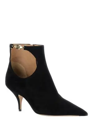 FERRAGAMO Suede Ankle Boots With Cut-out Detail And Stiletto Heel - Black