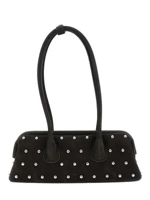 OSOI Boat Wide Mini Suede Shoulder Handbag With Beaded Embellishment - Brown