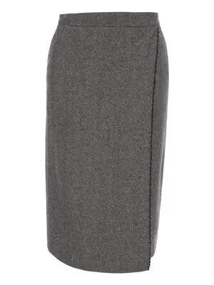Antonelli Firenze Svevia Wool-blend Herringbone Mini Skirt With Straight Hem - Grey