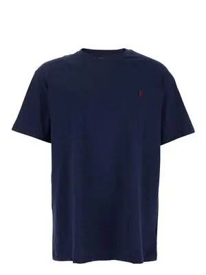 Polo Ralph Lauren Polo Ralph Lauren Men's Crew Neck Cotton T-Shirt With Pony Detail On The Front Blu