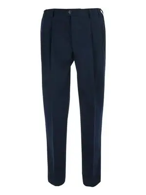 LEPLAIN High-waist Trousers With Front Pleats, Belt Loops & Straight Hem - Blu