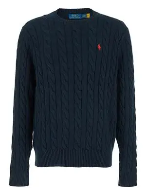 Polo Ralph Lauren Polo Ralph Lauren Men's Cotton Crewneck Sweater With Front Pony Embroidery Blu