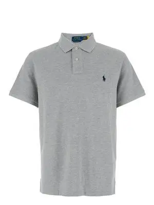 Polo Ralph Lauren Polo Ralph Lauren Custom Fit Cotton Polo Shirt With Pony Detail Grey