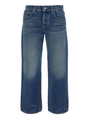 ROY ROGER'S Denim Jeans With Back Logo Patch And Faded Wash - Blu