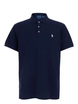 Polo Ralph Lauren Classic Collar Cotton Polo Shirt With Pony Embroidery - Blu