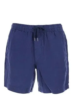 Polo Ralph Lauren Linen Bermuda Shorts With Elasticated Drawstring Waist And Tone-on-tone Pony Embroidery - Blu