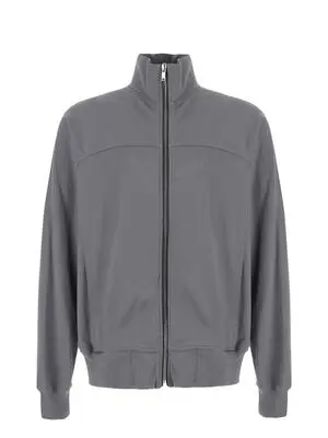 Rick Owens Zip-up High-neck Cotton Sweatshirt With Side Zip Pockets - Grey