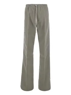 Rick Owens Cotton Elastic Waist Pants With Oversized Drawstring And Flap Back Pockets - Grey