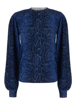 TWINSET Tech Fabric Wool Sweater With Round Neck And Long Sleeves - Blu