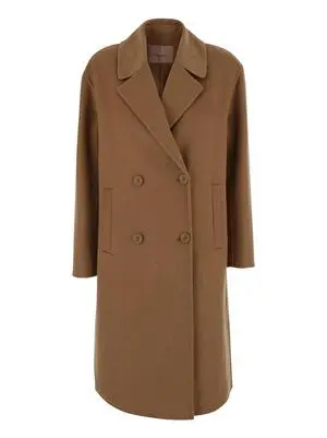 TWINSET Double-breasted Wool-blend Jacket With Notched Revers - Brown