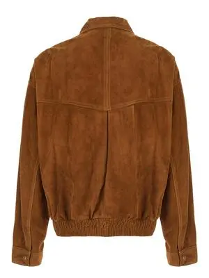 VERSACE Versace Men's Suede Jacket With Classic Collar & Jewel Button Detail