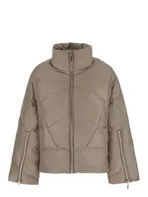TWINSET Tech Fabric High-collar Zip Jacket With Pockets - Beige