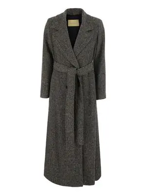 Momoni Wool-blend Houndstooth Notched-revers Belted Jacket For - Grey